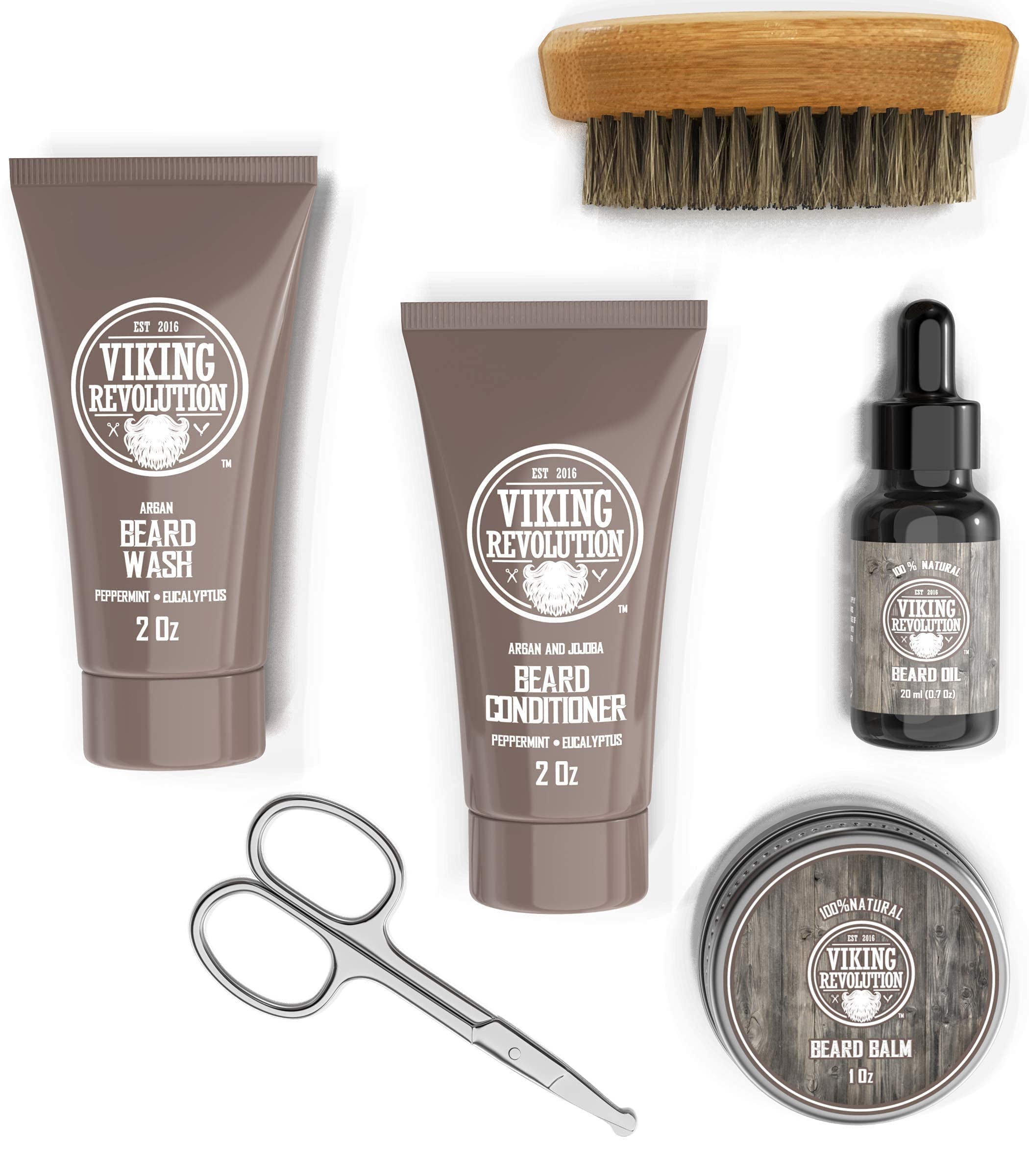Beard Care Kit for Men Gift - Beard Grooming Kit Contains Travel Size Beard Oil, Beard Balm, Beard Shampoo & Conditioner, Beard Brush and Grooming Scissors - Includes Travel Case (Original)