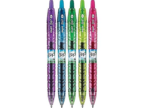 PILOT 36621 Gel Pen, Retractable, Refillable, Fine Point, 5/Pk, Ast