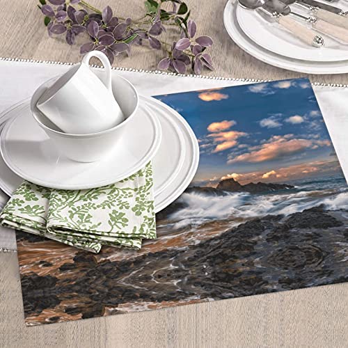 Palm Trees Clouds Tropical Coast Printed Drying Mat For Kitchen Ultra Absorbent Microfiber Dishes Drainer Mats Non-Slip Silicone Quick Dry Pad - 18 X 16inch