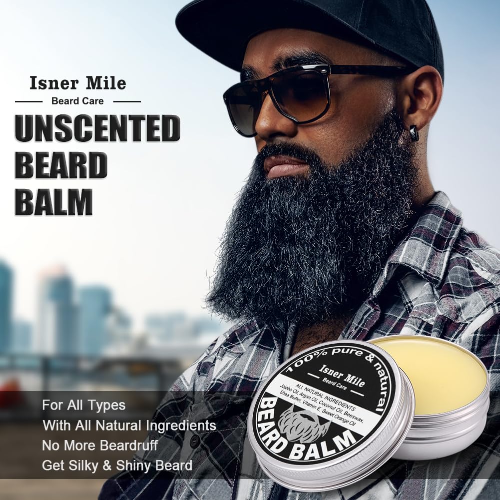 Beard Grooming Kit with Beard Wash, Beard Oil, Balm, Bristle Brush, Beard Comb, Trimming Scissors, Gifts for Dad Fathers Him Men Boyfriend