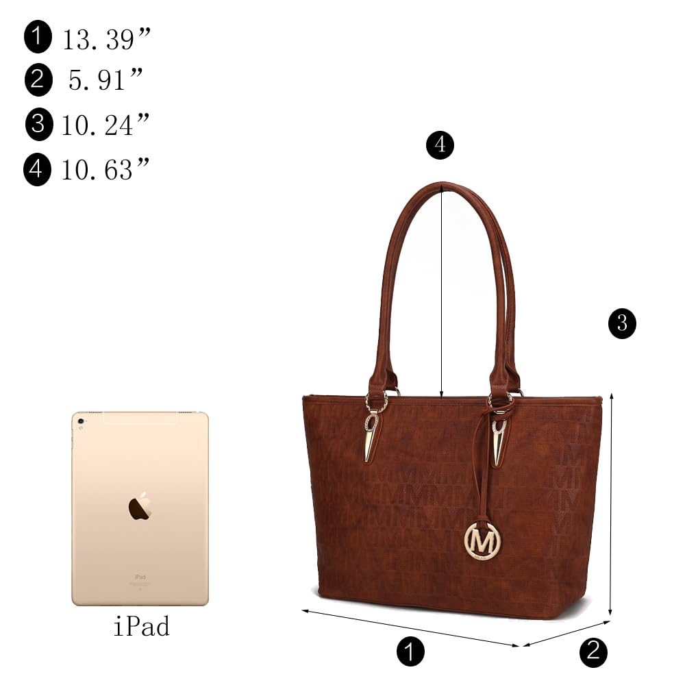 MKF Collection Tote Bag for Women, Shoulder Handbag & Wristlet Pouch Purse Top Handle Vegan Leather 4Pcs Set Pocketbook Edelyn Mustard Yellow by Mia k
