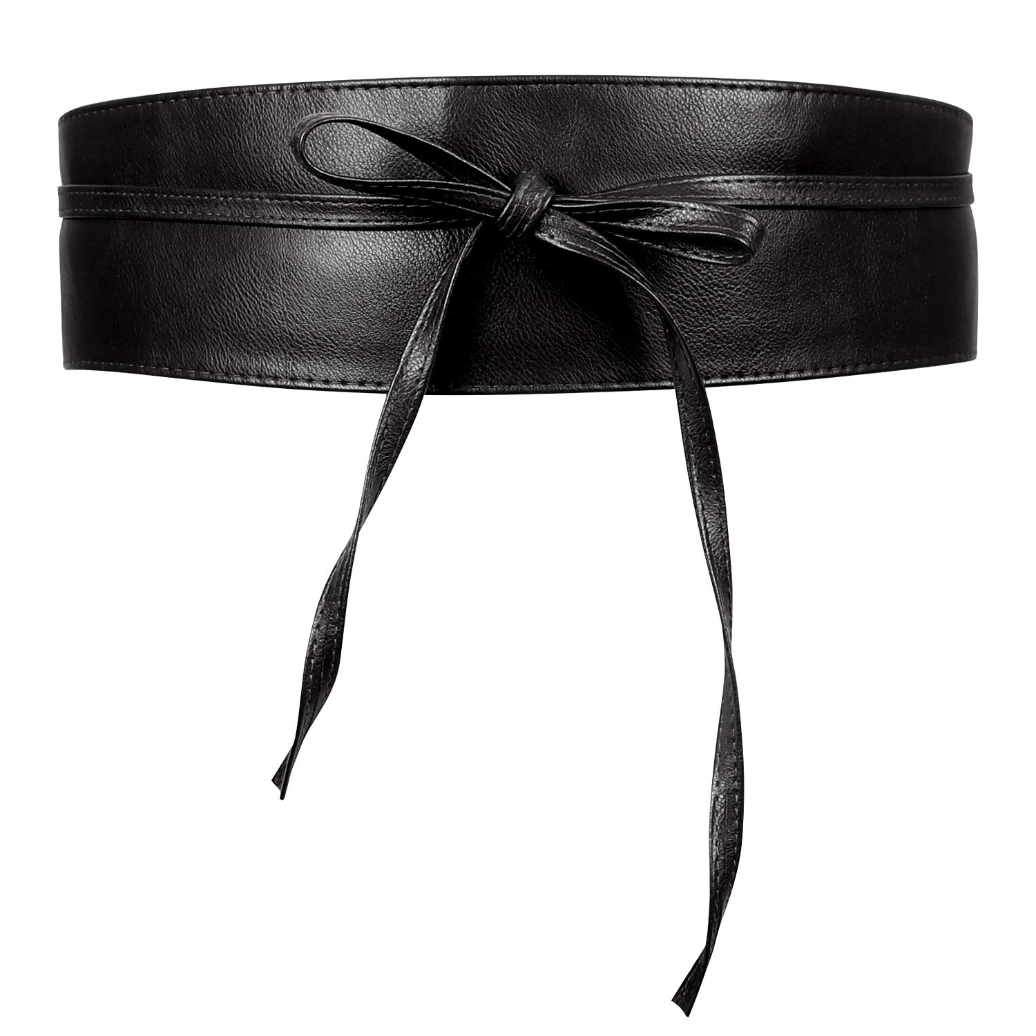JASGOOD Women Fashion Leather Obi Belt- Plus Size Black Wide Fashion Wrap Waist Belt for Ladies,Black,Fit Waist Size 32-37 Inch