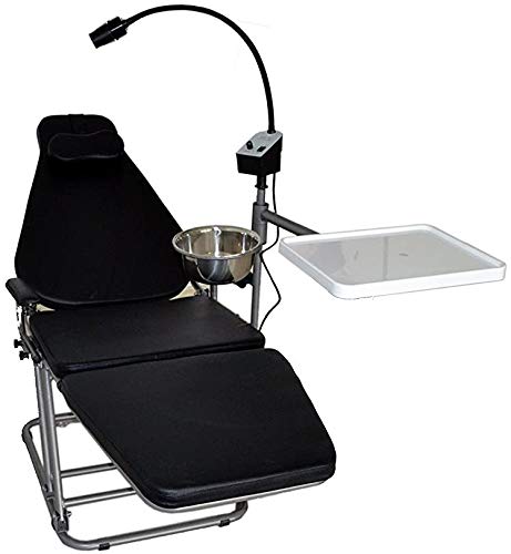 Castanai USA Dynamic PU Leather Height Adjustable Portable Black Chair with Doctor's Chair with LED Exam Light with Tray with Nylon Bag