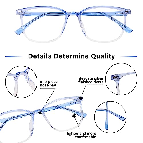 FONHCOO Blue Light Blocking Glasses Women Men TR90 Fashion Round Frame Transparent Eyewear Anti UV Glare Computer Blue light Glasses for Women Men