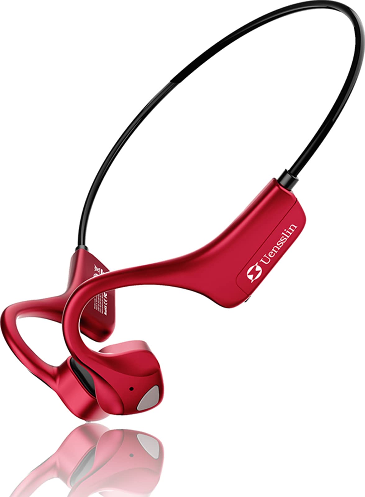 Bone Conduction Headphones Bluetooth,Open Ear Headphones Wireless with Built-in Mic,Waterproof Sweat Resistant Bone Induction Sports Headset for Running,Cycling,Hiking,Exercising,Learning,Calling-Red