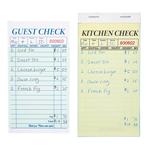 Juvale 10 Pack Restaurant Server Note Pads with Carbon Copy for Guest Checks, Waiter, Waitress 500 Total Tickets (3x7 in)