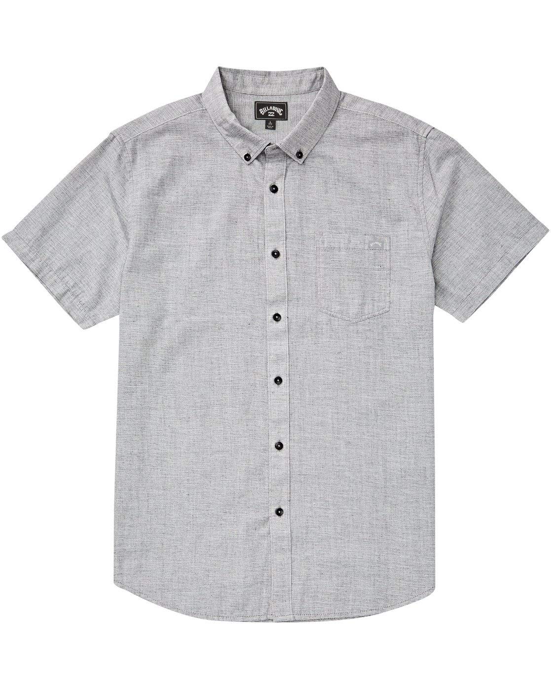 Billabong Men's All Day Short Sleeve Woven, Light Grey, S