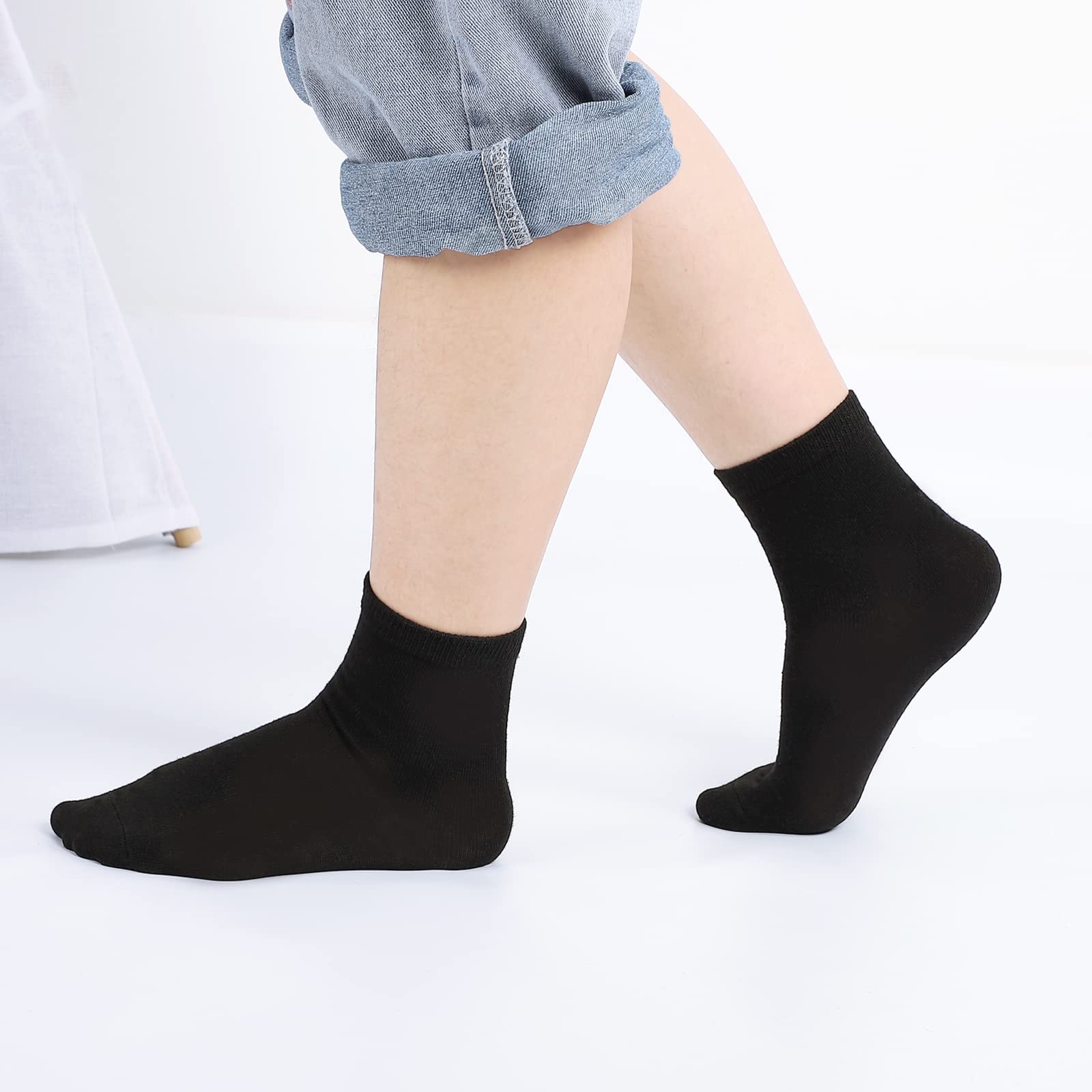 BOOPH 15 Pack Boys Girls Crew Socks Kids Athletic Ankle Socks Multi3 10-14 Years