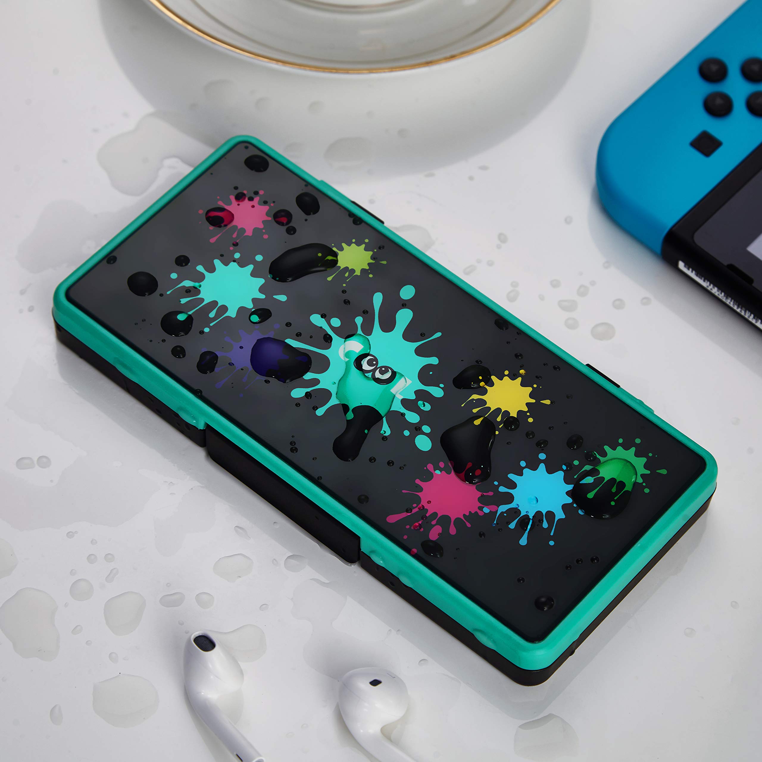 IINE Game Card Case for Nintendo Switch Game Card or Micro SD Cards, with 16 Game Card Slots, 2 Micro SD Card Slots Shockproof Water Resistant Card Holder Carrying Storage Box (Black)