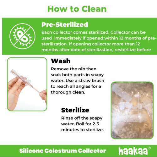 Haakaa Silicone Colostrum Collector Set with Clear PP Storage Case 4 ml, 6 PK, Pre-Sterilized