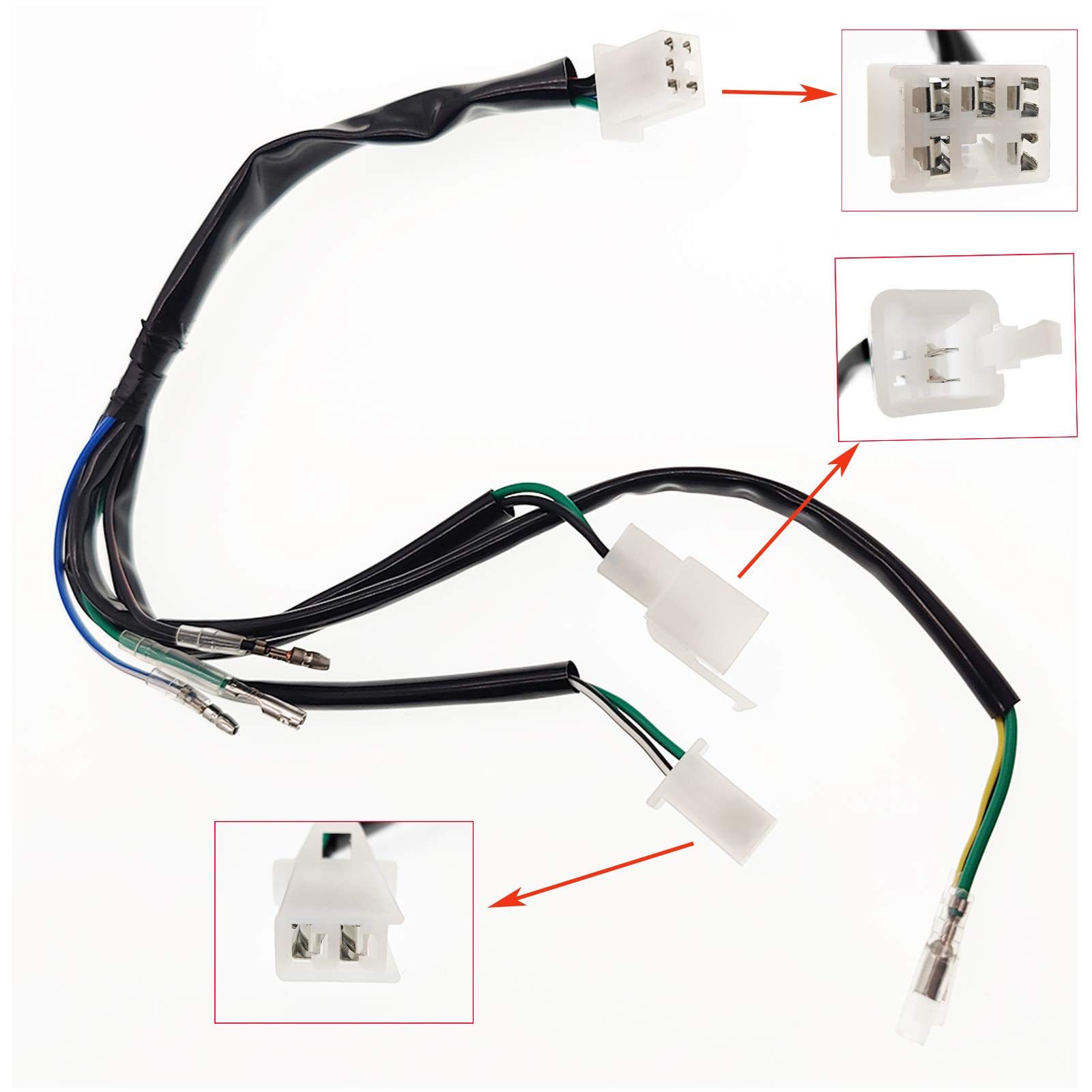 ATV Wiring Harness 110cc Chinese ATV Wiring Harness CDI Ignition Coil 2 Coil Magneto stator Plate Set for tao tao Scooter Pit Bike ATV 50cc 70cc 90cc 110cc 125cc 4 Stroke Wiring Harness