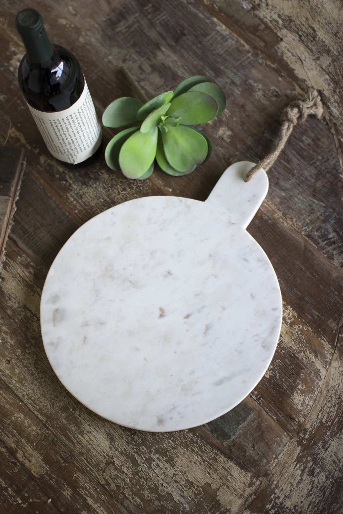 KALALOU Round White Marble Cutting Board, One Size,Off-white