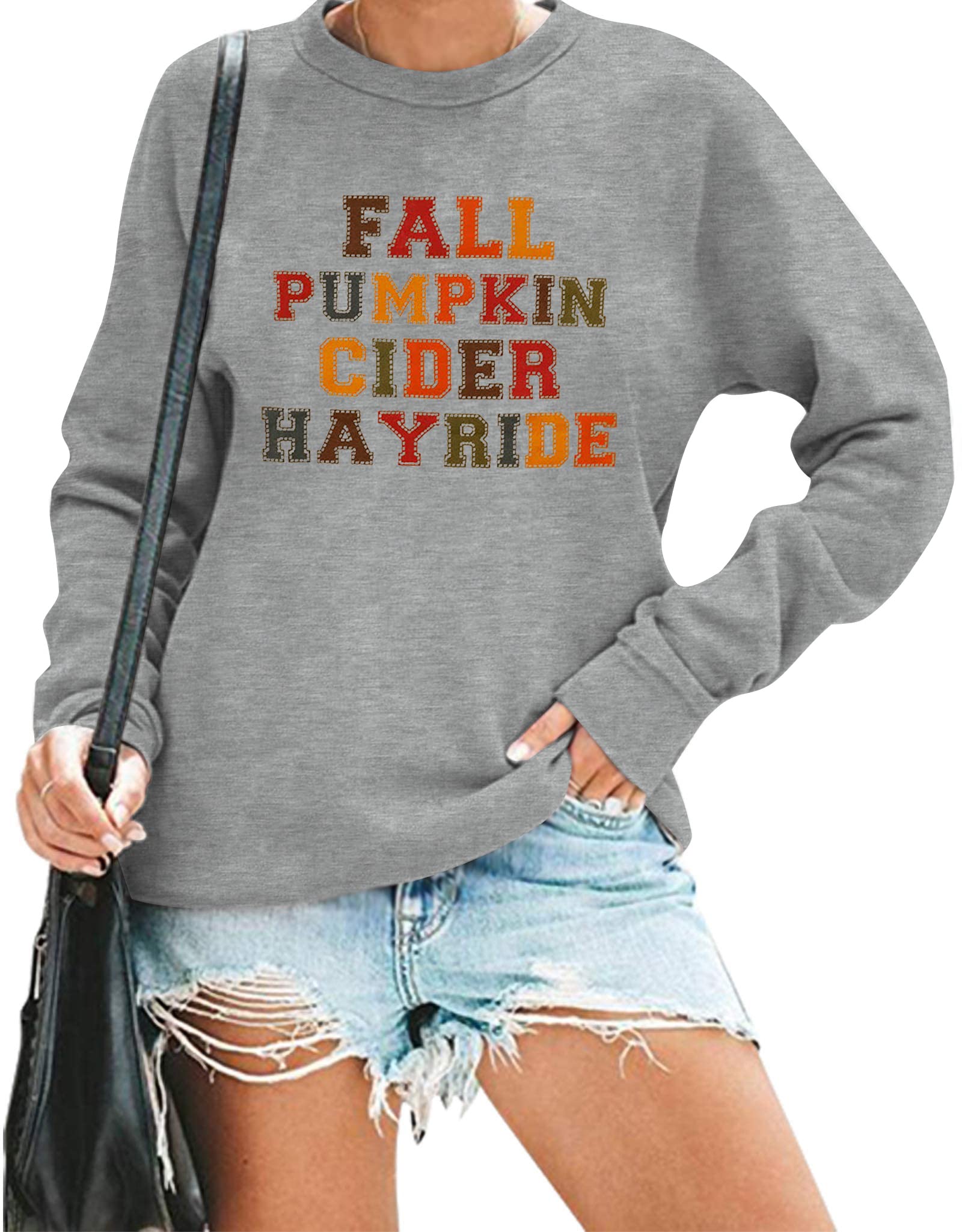 BLANCHES It's Just A Bunch of Hocus Pocus T-Shirt Women Sweatshirt Halloween Sanderson Sisters Long Sleeve Pullover Tops Gray