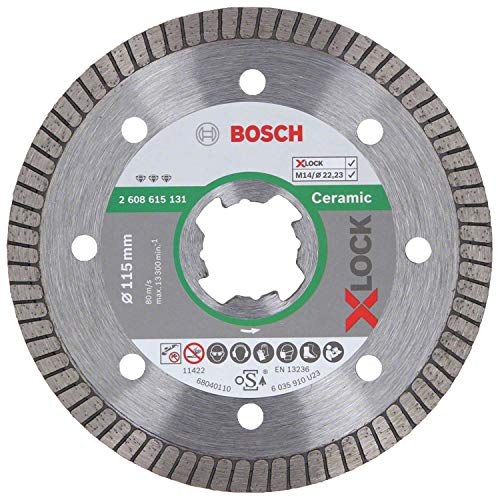 Bosch Professional 2608615131 Diamond Cutting Disc Best for Ceramic X-Lock Extraclean Turbo Diameter 115 mm Bore Diameter 22.23 mm