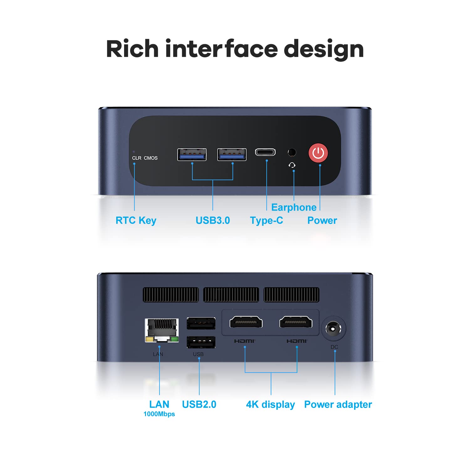 Beelink SEI Mini PC with i5-11320H 16GB DDR4 500GB NVMe M.2 SSD Dual Display 4K@60Hz Output, Dual HDMI, Wi-Fi 6, RJ45, Bluetooth 5.2, W-11 Gaming Office Mini Computer