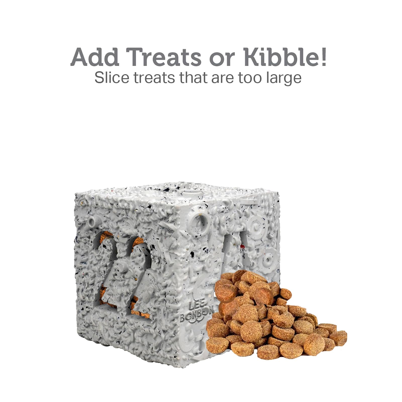 Dog Chew Block Toy - Interactive Slow Feeder Pet Toys for Medium or Large Dog Breeds - Indestructible Paw Cube Dispensing Toy Great for Aggressive Chewer | Natural, Recyclable and Eco-Friendly Rubber