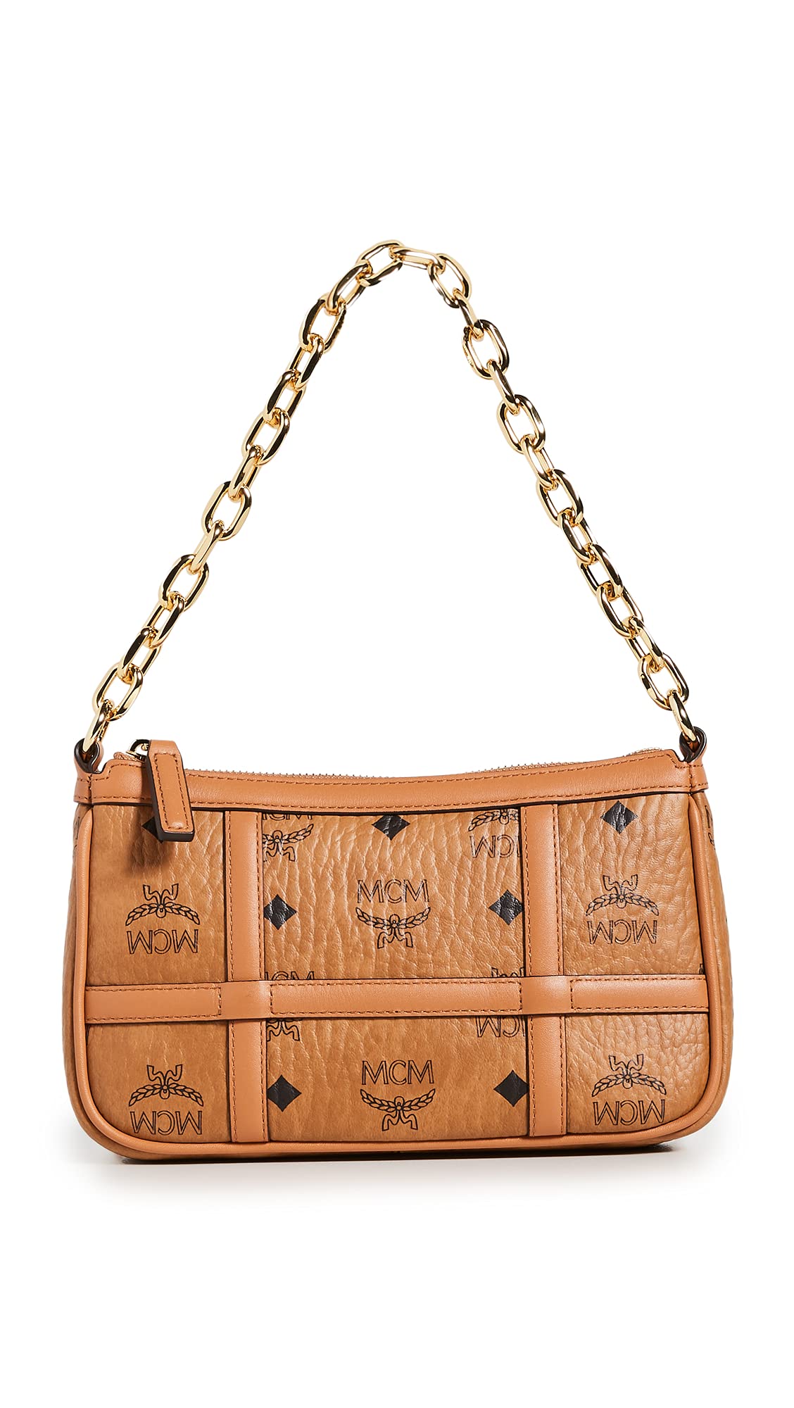 MCM Women's Delmy Visetos Shoulder Mini Bag, Cognac, Brown, Tan, Print, One Size