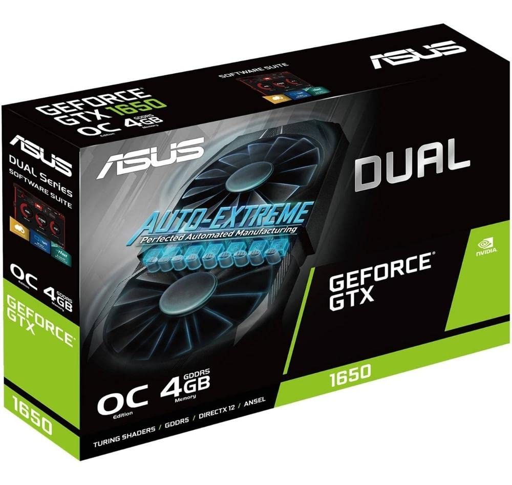 ASUS GeForce GTX 1650 Overclocked 4GB Dual-Fan Edition VR Ready HDMI DP 1.4 DVI Graphics Card (Dual-GTX1650-O4G)