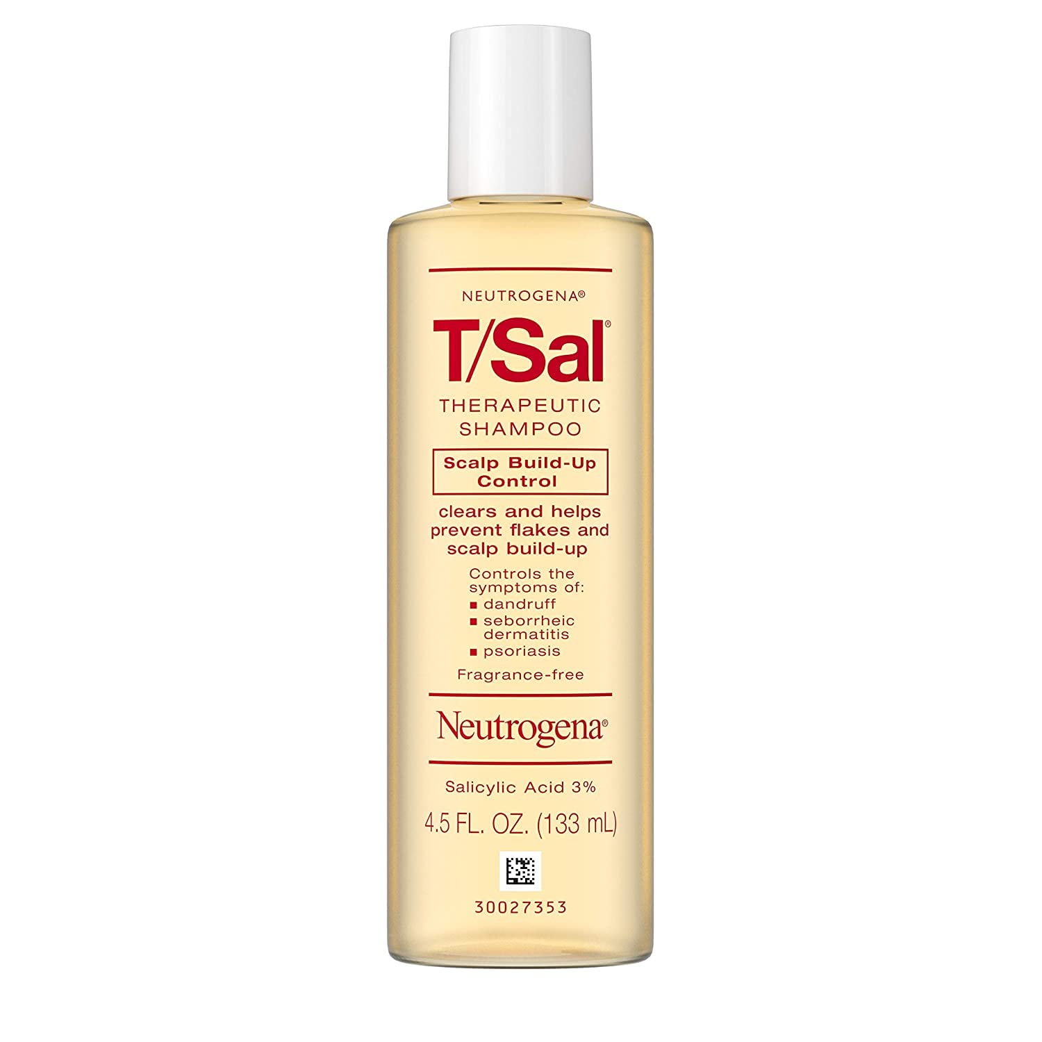 Neutrogena T/Sal Therapeutic Shampoo for Scalp Build-Up Control with Salicylic Acid, Scalp Treatment for Dandruff, Scalp Psoriasis & Seborrheic Dermatitis Relief, 4.5 fl. oz (Pack of 2)