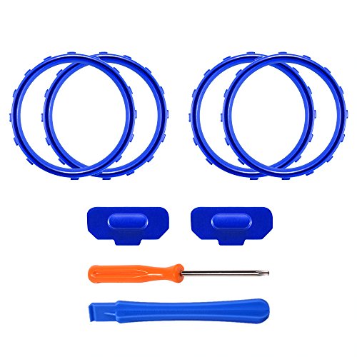 eXtremeRate Matte Chrome Blue Accent Rings Accessories for Xbox One Elite, Elite Series 2 Controller, Replacement Parts Profile Switch Buttons for Xbox One Elite Controller - Pack of 2