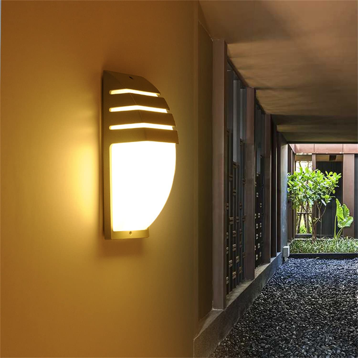 Modern and Simple Led Home Wall Lamp Aluminum Corridor Aisle Outdoor Waterproof Garden Light Porch Radar Motion Sensor Courtyard Ac90~260v (White)