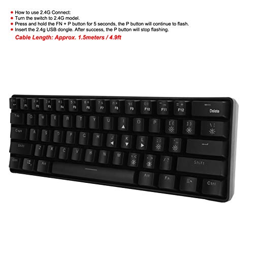 Mechanical Gaming Keyboard, 19 RGB Backlight Modes Gaming Keyboard 61 Keys for Computer Laptop for Pc Gamer
