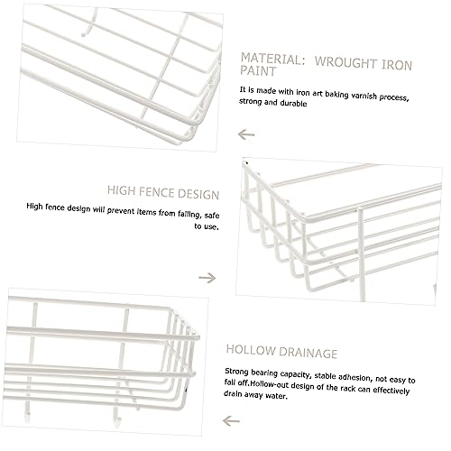 FONDOTIN 1 Set Wrought Iron Storage Rack Sink Drainer Basket Wire Bin Basket Under Desk Cable Organizer Wire Tray Cosmetic Tray Shampoo Holder Toiletry Storage Bracket Kitchen Wall Rack