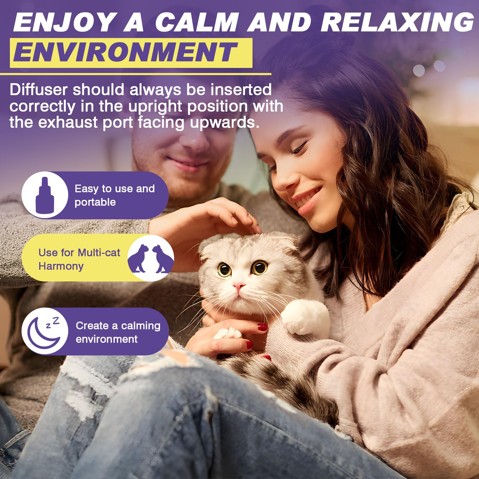 Cat Calming Diffuser Refill, 8 Pack Pheromones for Cats Multicat Diffuser Plug in Refill Pheromone to Calm Cats Soothing Feline Anxiety Stress 48ml Each Fit All Common Diffusers