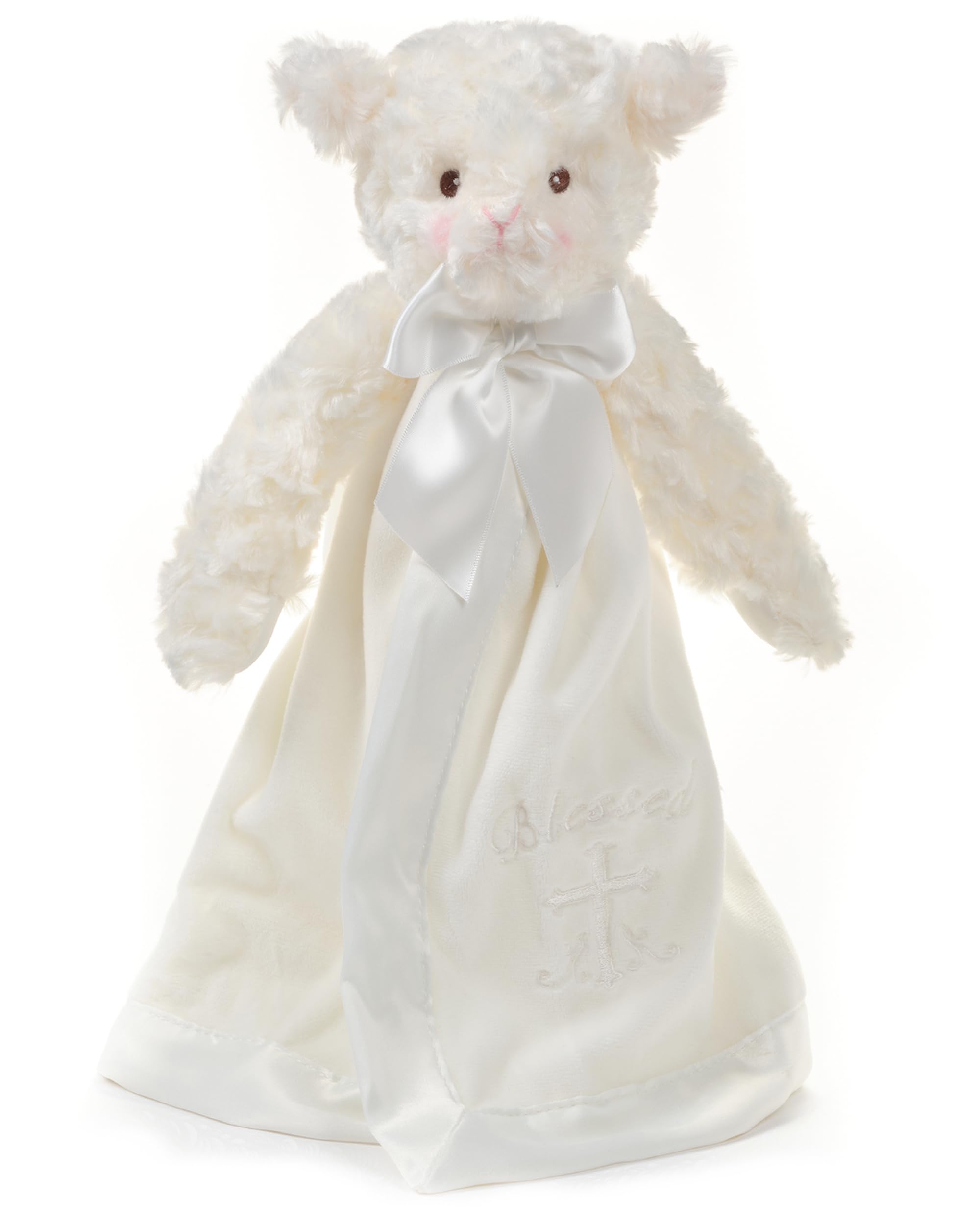Bearington Baby Lil’ Alma Snuggler, 15 Inch White Llama Plush Stuffed Animal Security Blanket Lovey for Babies