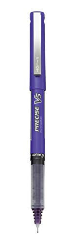 PILOT Precise V5 Stick Liquid Ink Rolling Ball Stick Pens, Extra Fine Point (0.5mm) Purple Ink, 12-Pack (25106)