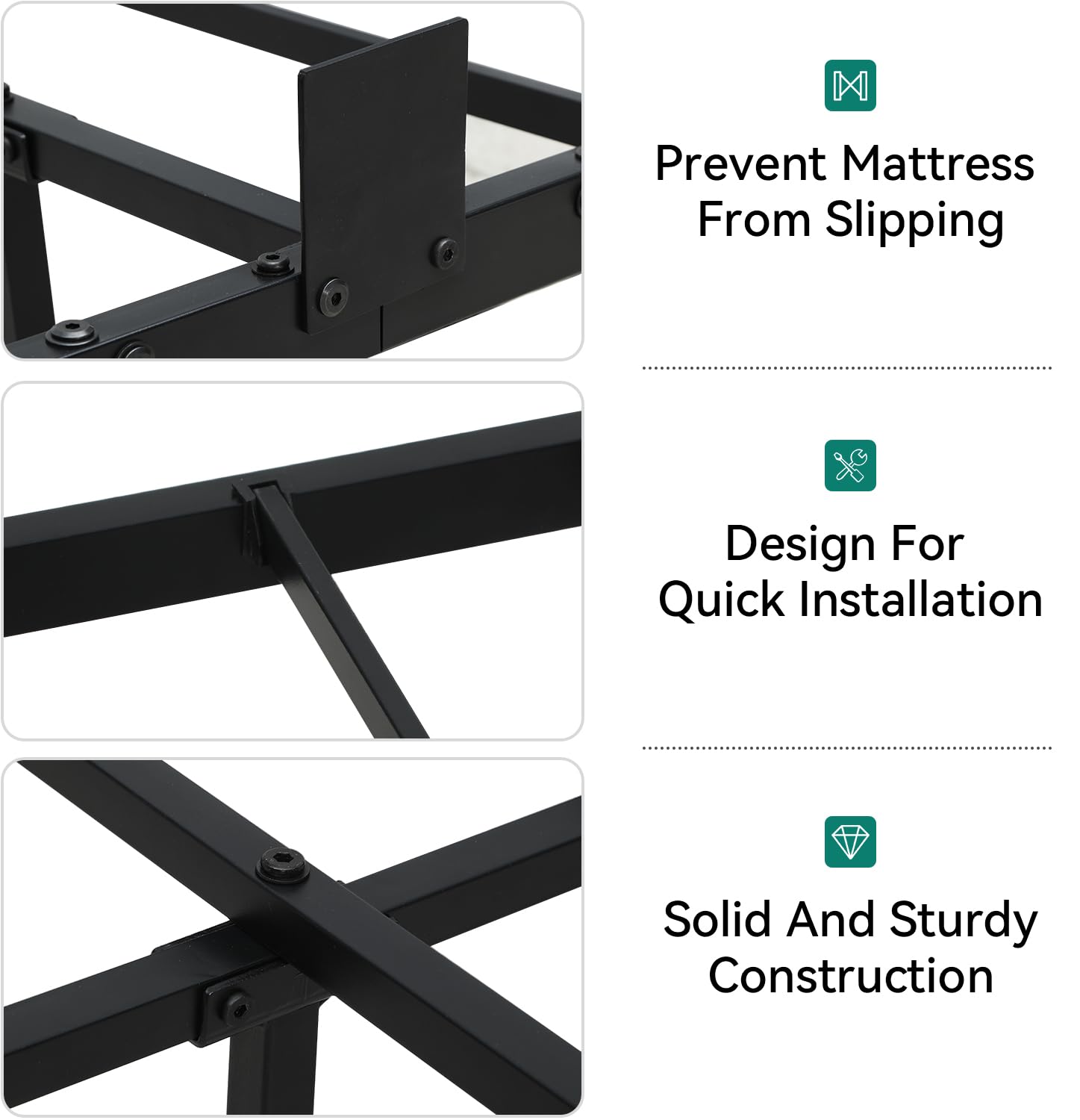 DWVO King Size Floating Bed Frame with Charging & LED Lights, King Metal Platform Bed with Sturdy Steel Slats, No Requirement for Box Spring, Simple Assembly, Black