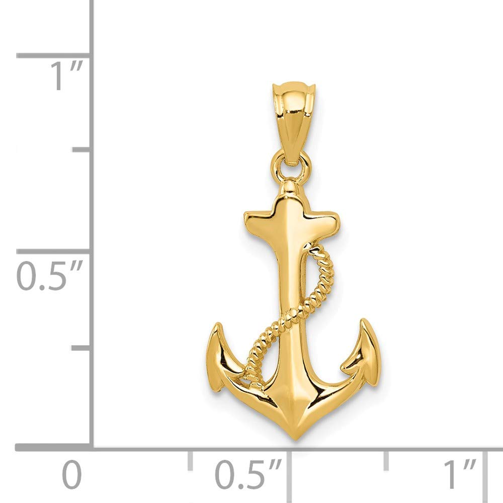 BillyTheTree Jewelry 14K Yellow Gold Polished Anchor Pendant