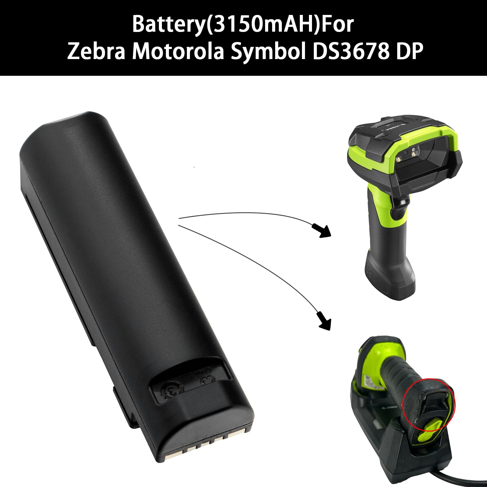BTRY-36IAB0E-00 Replacement Battery for Zebra DS3678 DS3600 LI3678 LI3600 LS3678 LS3600 82-166537-01 Handheld Barcode Scanner