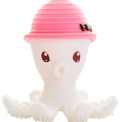 Mombella Ollie Octopus Silicone Baby Teething Toy for 3M+ Babies, Gum Massager with 8 Feet with Different Textures for Teehing Pain Relief, Baby Bathing Toy, Freezable Teether for Baby Girls, Pink