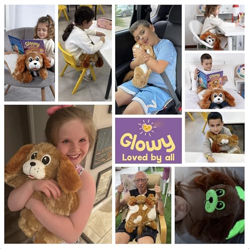SNUGSHINE Glow in The Dark Weighted Lap Pad, Weighted Hugging Stuffed Animal, Sensory Products Calming, Weighted Lap Animal 4 Lbs, Weighted Lap Pad for Kids