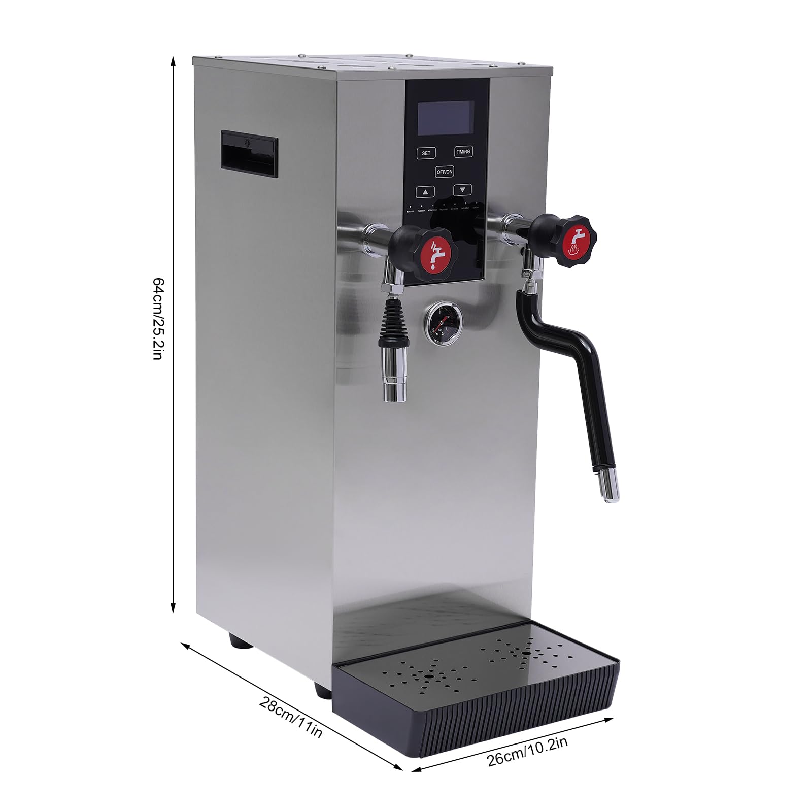 Commercial Milk Frother, 12L Multi-Purpose Full-Automatic Steam Boiling Water Frothing Machine, LED Screen Display Electric Milk Foam Machine, Suitable For Cafe, Bubble Tea Stores, Coffee Shops