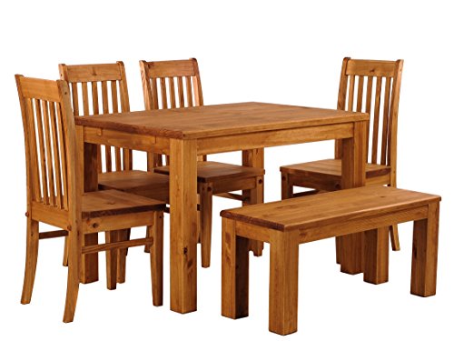 B.R.A.S.I.L.-Möbel TableChamp Dining Table Rio 31.5 x 31.5 Honey Solid Wood Pine Oiled Extension Extendable Komfort