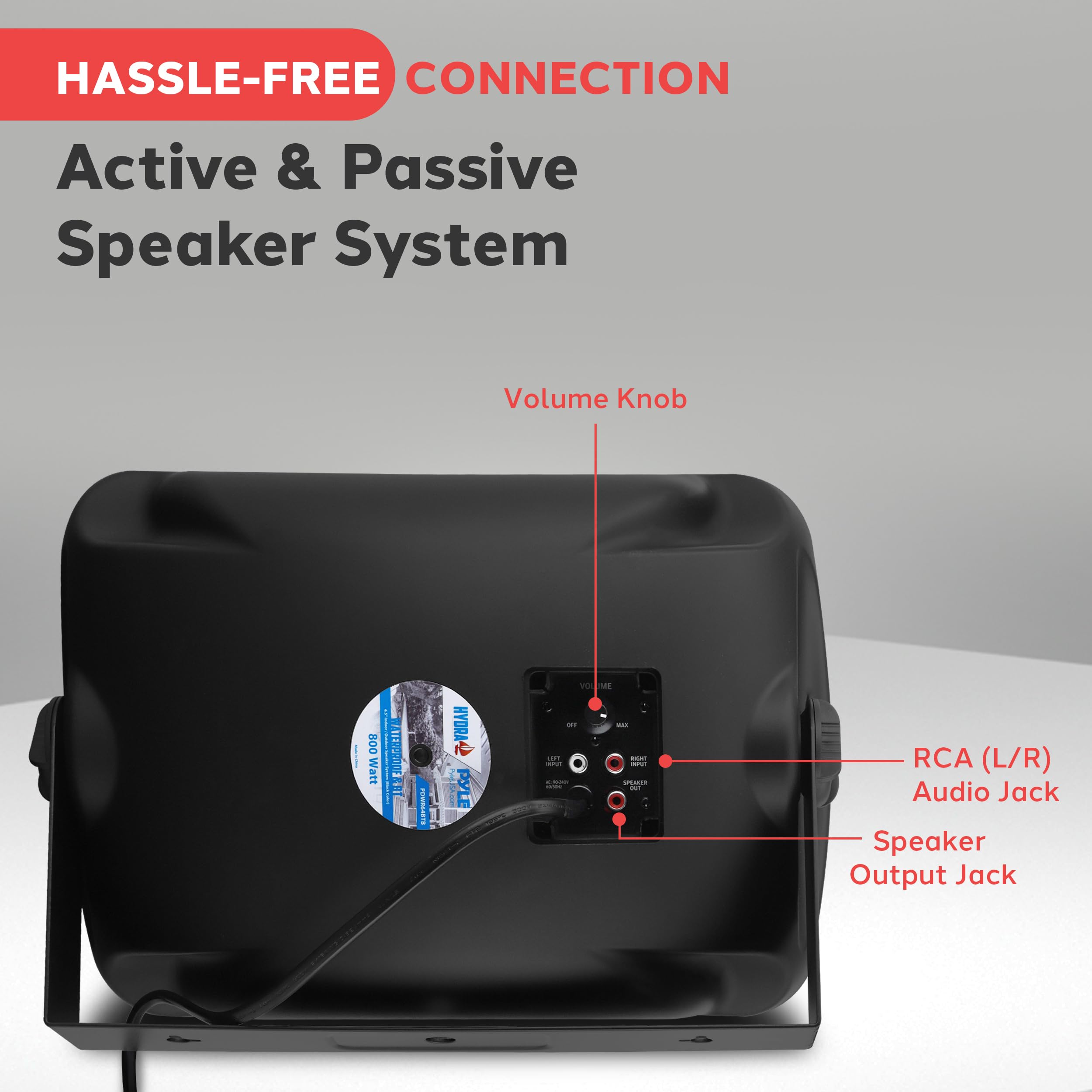 Pyle Outdoor Waterproof Wireless Bluetooth Speaker - 6.5 Inch Pair 2-Way Weatherproof Wall/Ceiling Mounted Dual Speakers w/Heavy Duty Grill, Universal Mount, Patio, Indoor Use PDWR64BTB (Black)