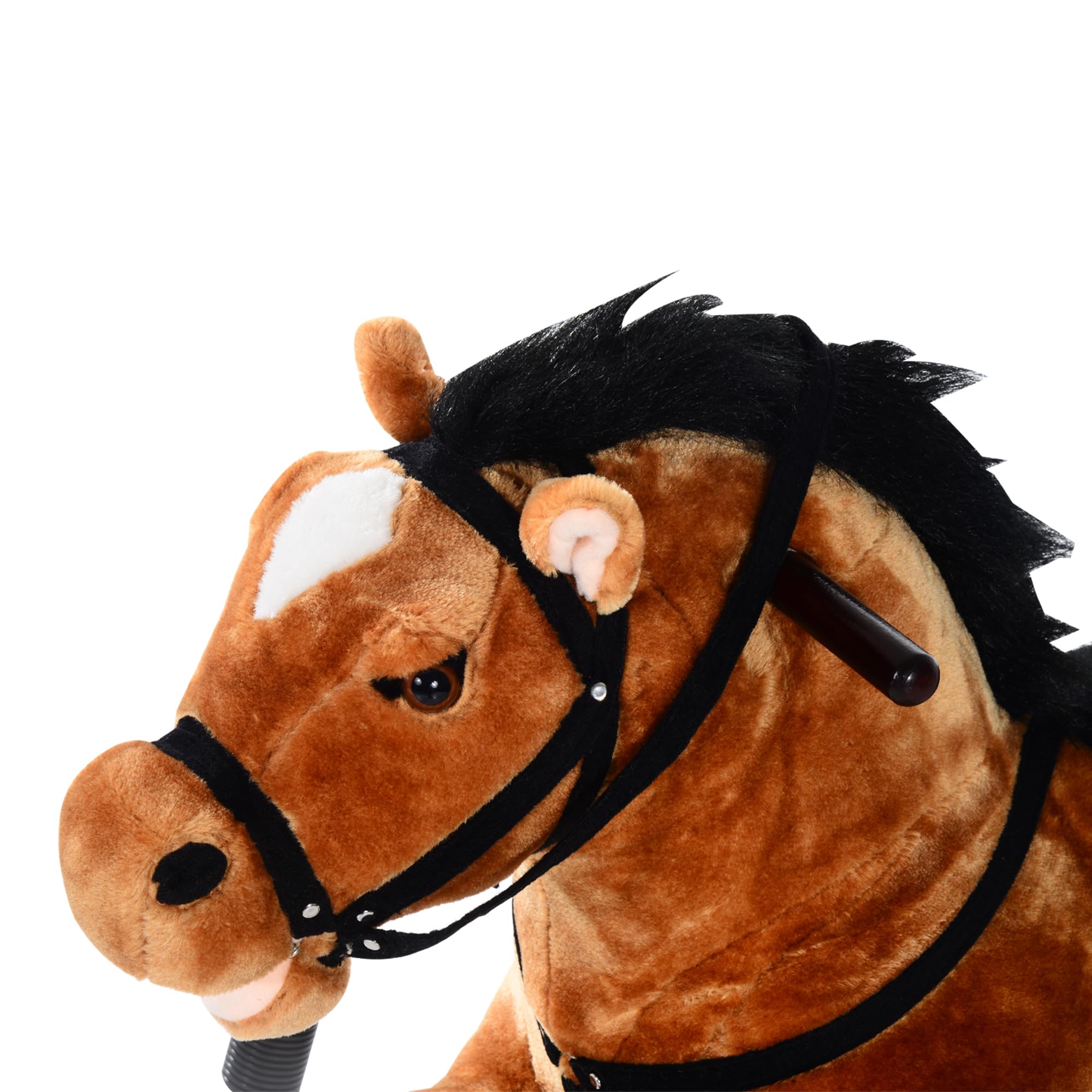 Qaba Durable Plush Toddlers Spring Rocking Horse, Bouncing Rocker Toy with Realistic Sounds
