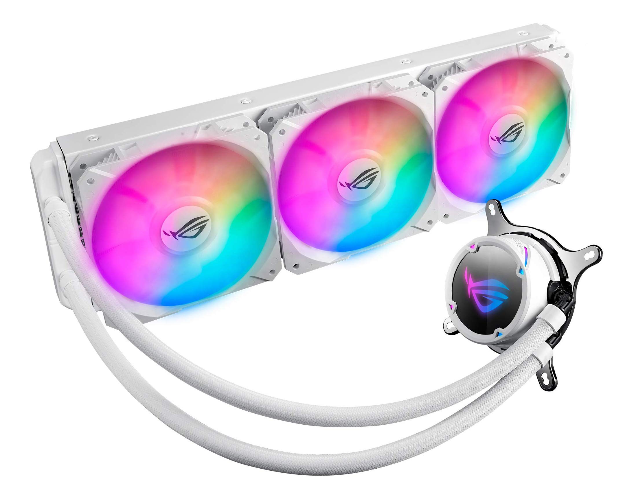 ASUS ROG Strix LC 360 RGB White Edition All-in-one Liquid CPU Cooler with Aura Sync RGB, and Triple ROG 120mm addressable RGB Radiator Fans