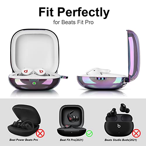 Beats Fit Pro Case Cover, Filoto Hard Case for Apple Beats Fit Pro 2021 Shockproof Protective Earbuds Case with Keychain Accessories for Men Women(Purple)