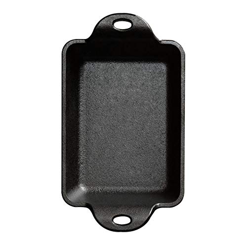 Lodge Heat Enhanced and Seasoned Cast Iron Rectangular Mini Server, 10-Ounce, Black