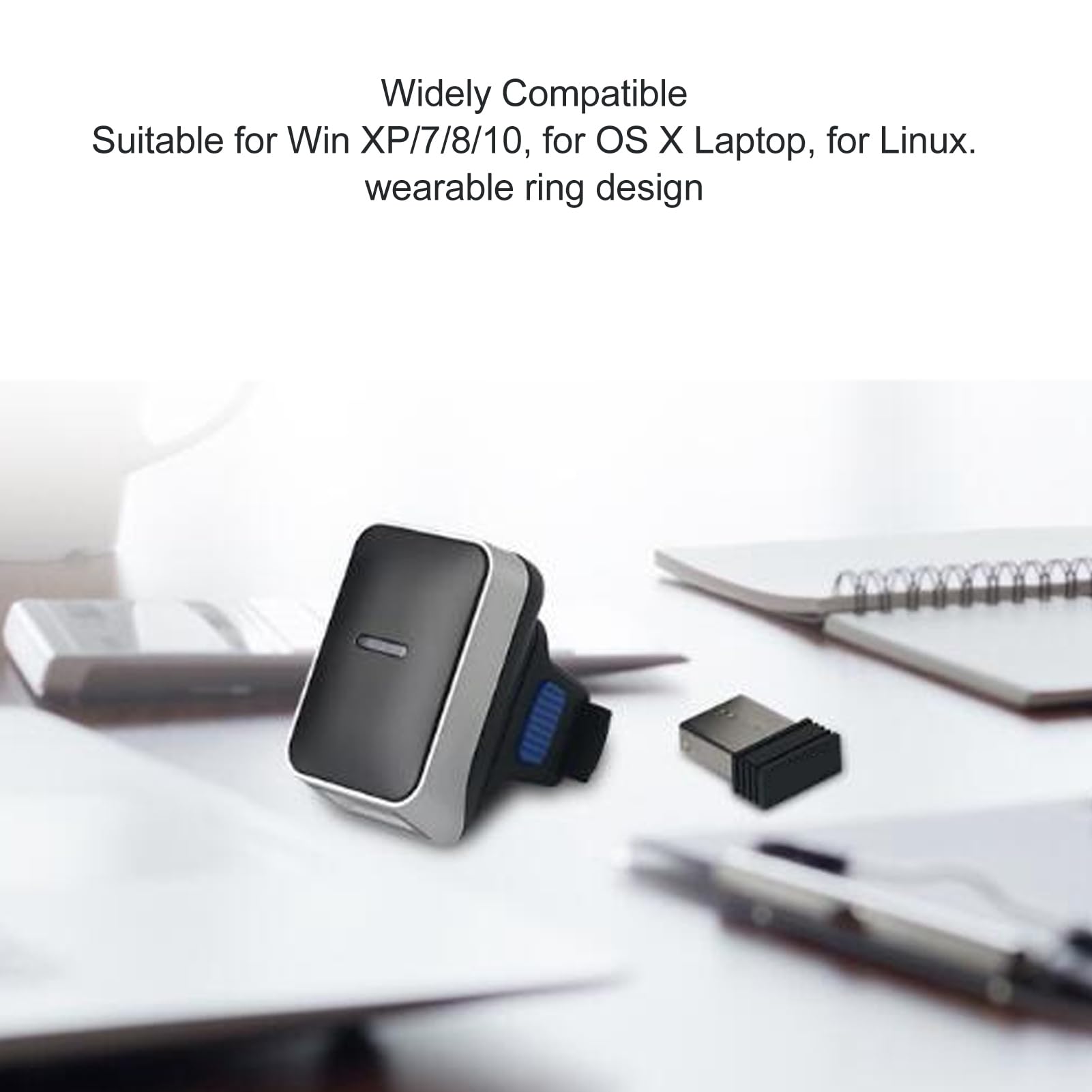 Zyyini Wearable Ring Barcode Scanner, 1D 2D QR Hands Mini Finger Bar Code Reader with 2.4G, USB Wired and BT4.2, for Laptops, PCs, POS, Smartphones, Tablets