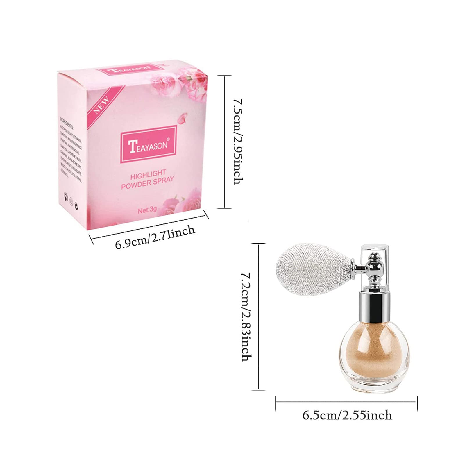 Body Glitter Spray Glitter Powder Highlighter Spray Powder for Hair Face Nails Body Makeup