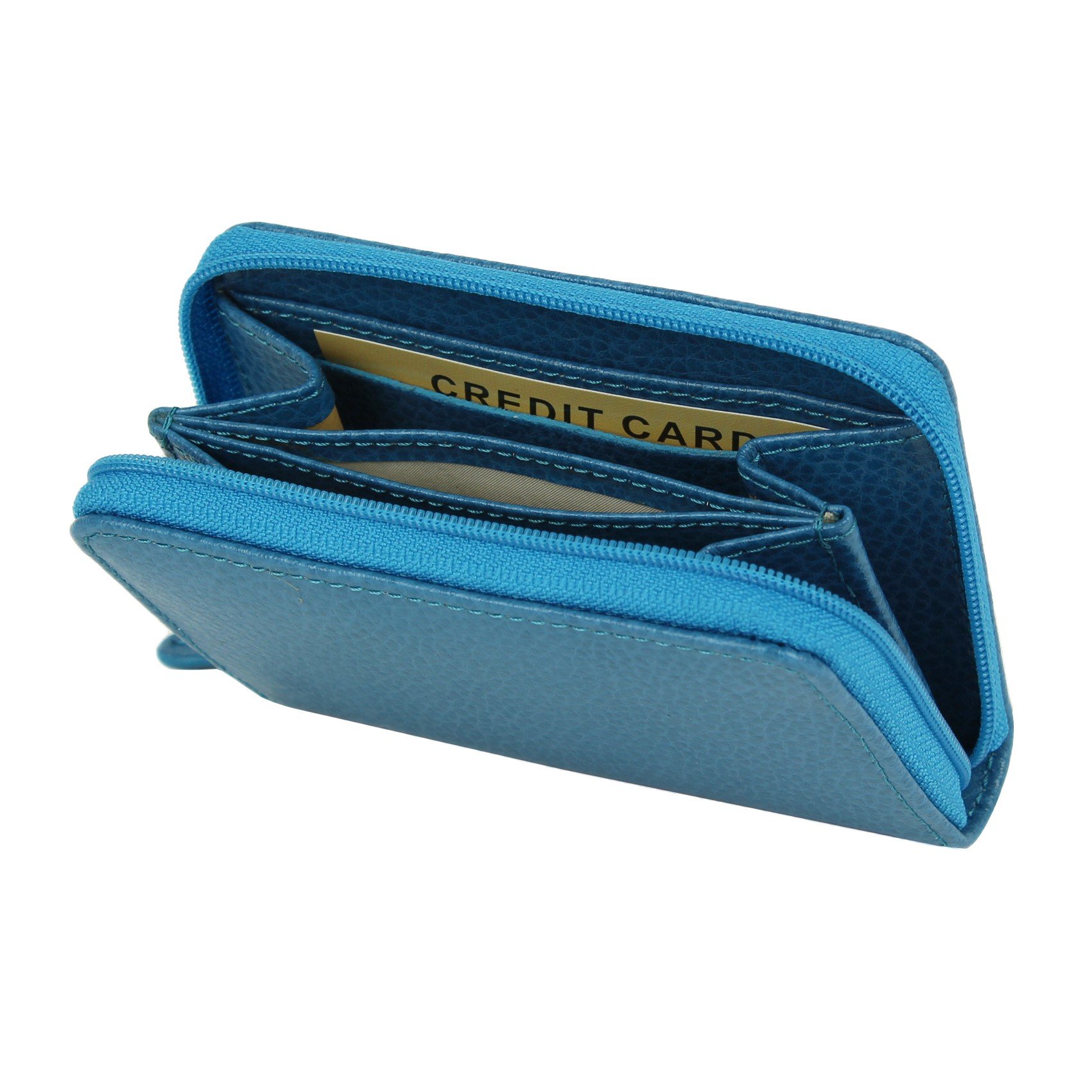 Laurige Small Wallet, Genuine Leather, 4.5 x 3.375 x 0.75 inches, Turquoise (G437.05)