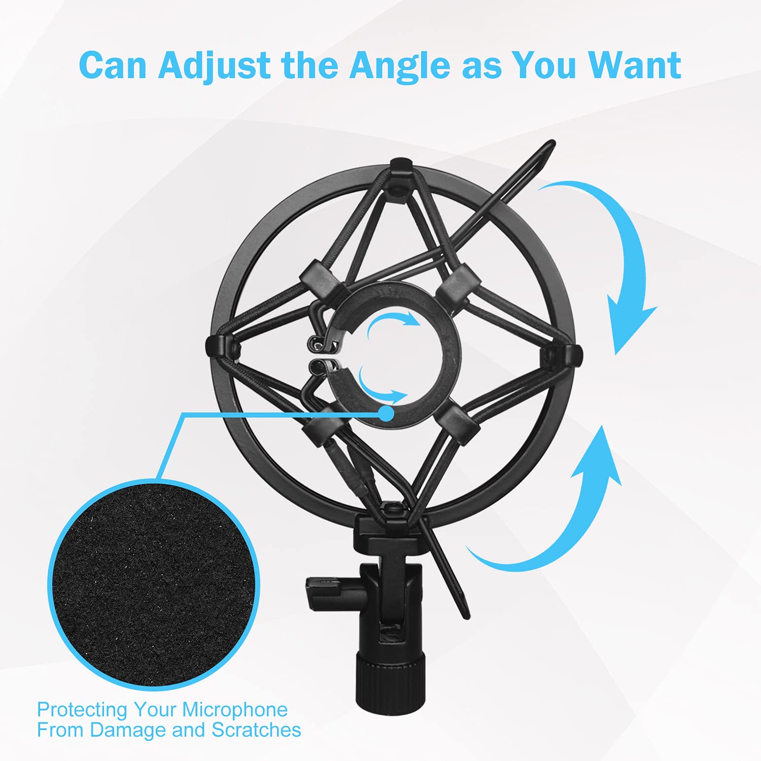 Mictop Q2U USB/XLR Microphone Shock Mount, Microphone Mic Holder with Foam Windscreen for Samson Q2U, ATR2100-USB Microphone, Anti-Vibration Shock Mount with Pop Filter for Reduce Vibration and Noise