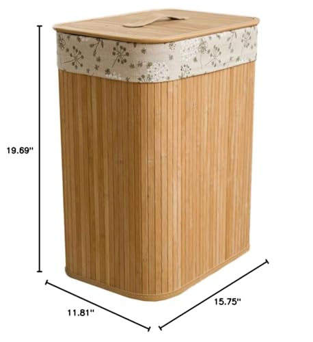 DOITOOL Clothes Basket Bamboo Practical Clothes Basket Creative Bamboo Basket Cover Clothes Basket Folding Clothes Basket