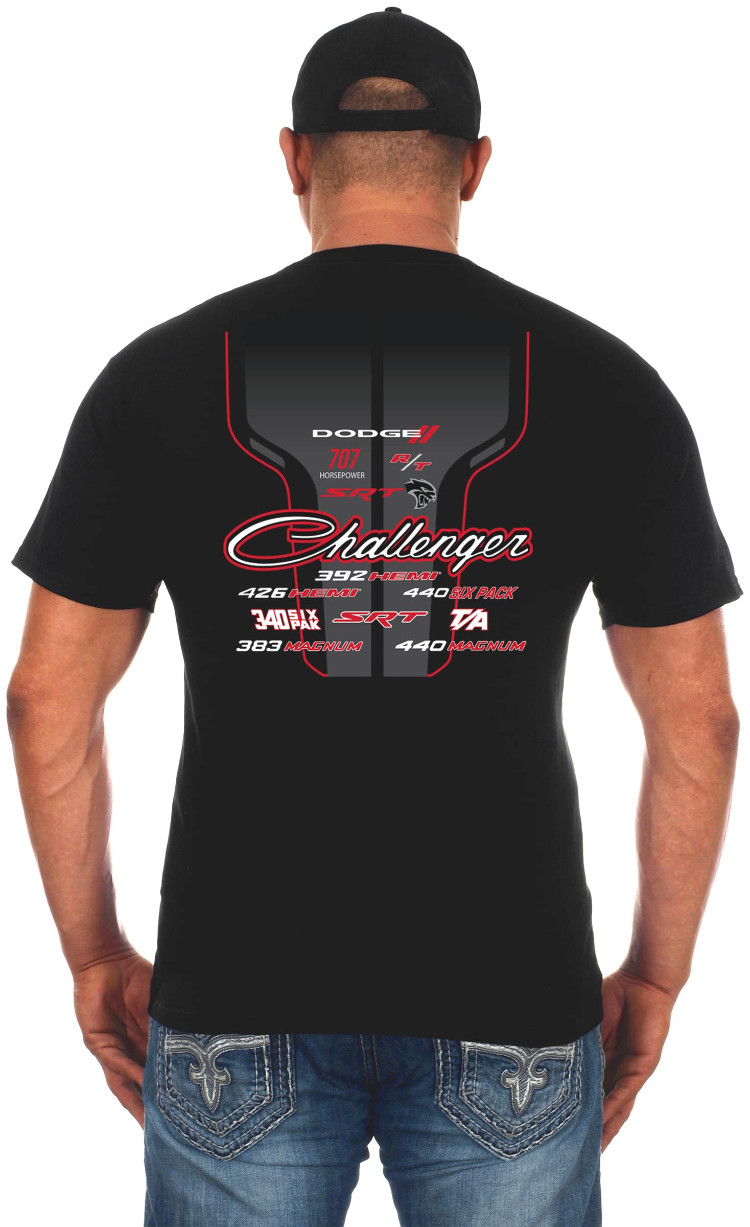 JH Design Men's Dodge Challenger T-Shirt Short Sleeve Crew Neck Shirt (Small, Black)