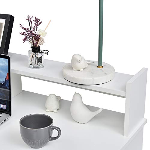 ROCKPOINT Axess White Computer Keyboard Tray and Drawer Small Home Office Bedroom, Homework and School Studying Writing Desk for Student with Storage