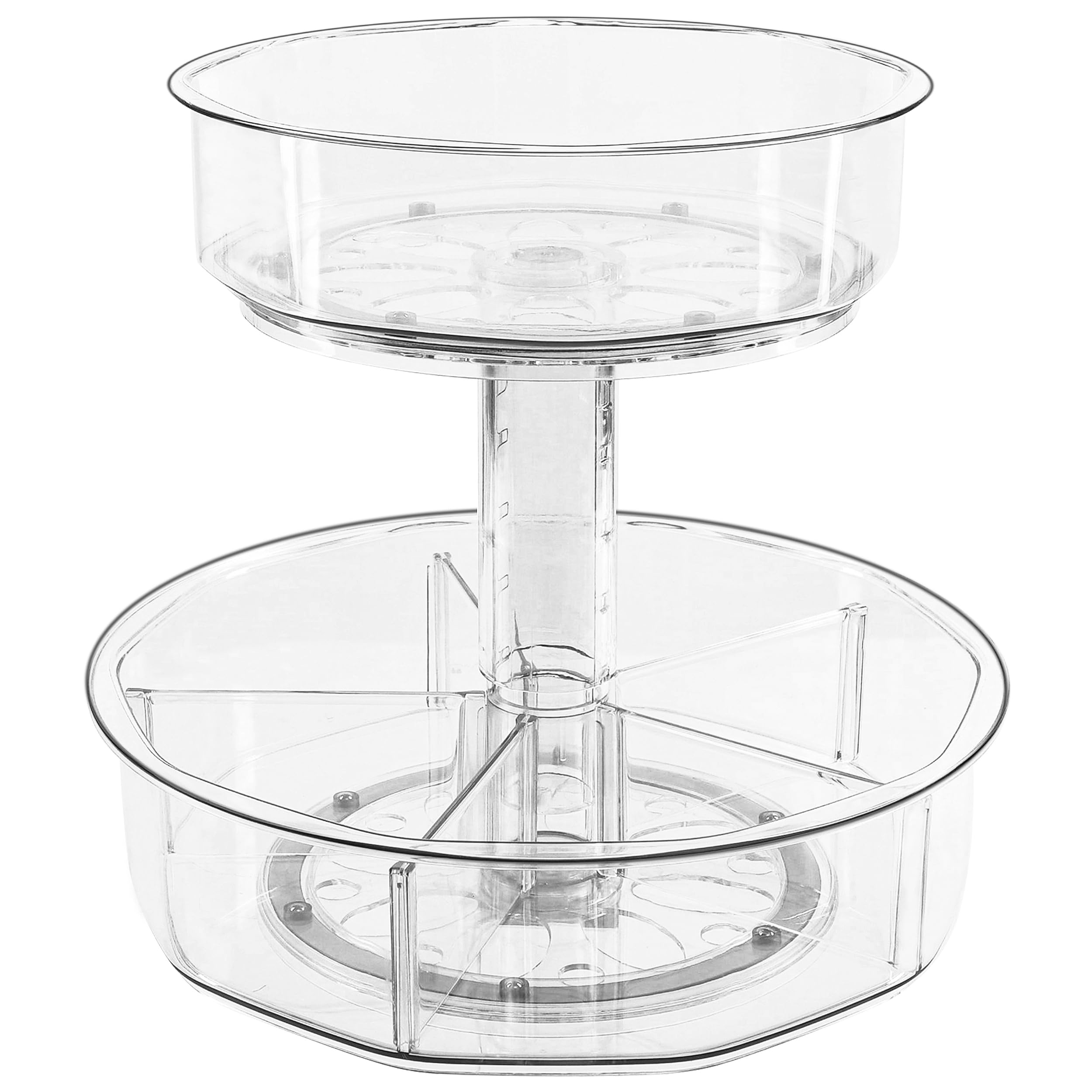 Bienvoun 2 Tier Lazy Susan Organizer Turntable Clear Spice Rack Organizer for Cabinet Height Adjustable Cabinet Organizer for Pantry Kitchen Clear